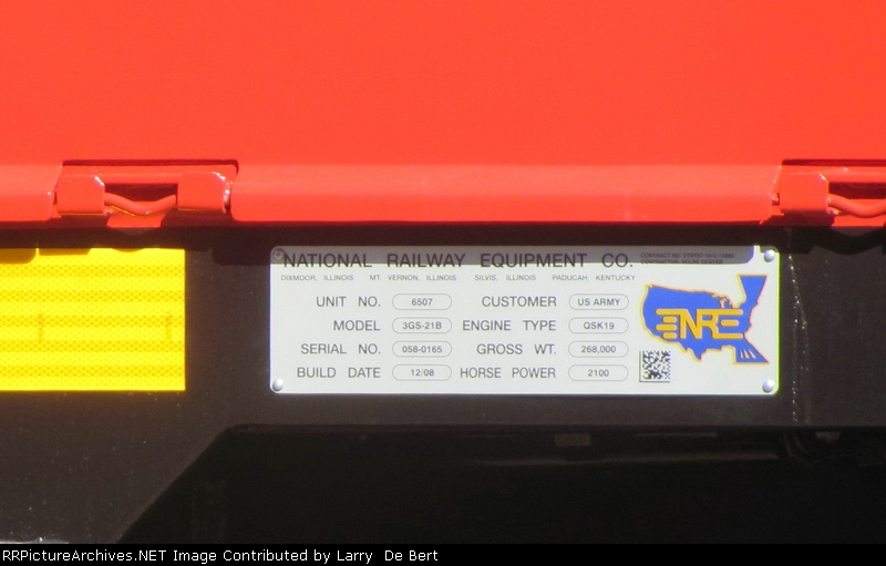 USAX 6507 Builders plate